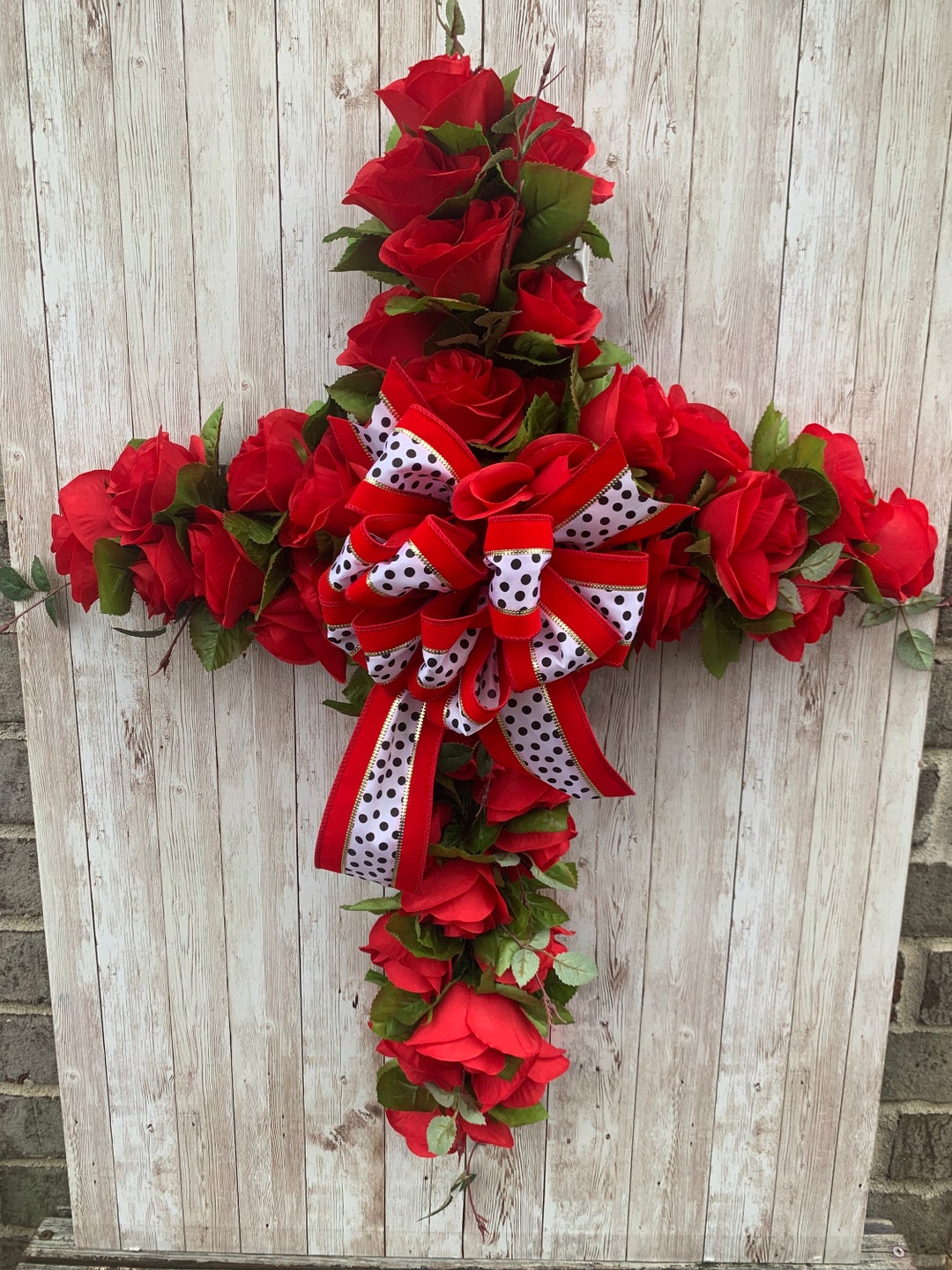 Cemetery Cross Red Roses, Memorial Cross, Mothers Day Cross, Choose ...