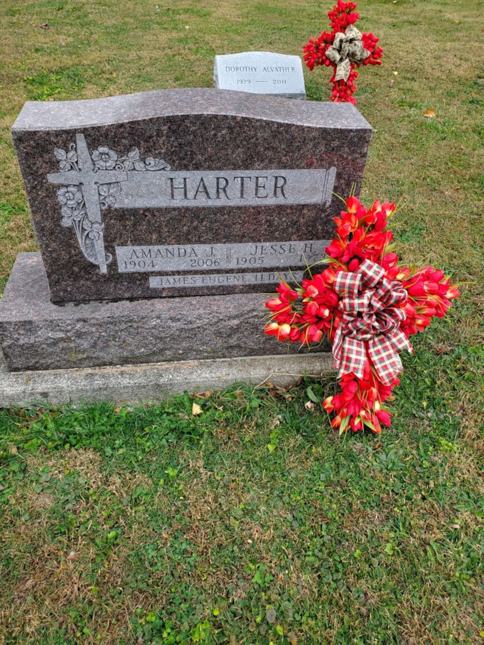 Cemetery Cross Cream Tulips. Choose Your Ribbon Color: Solid, Patriotic ...