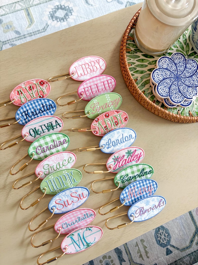Personalized Embroidered Bag Tag | Custom Embroidered Bag Charm ...