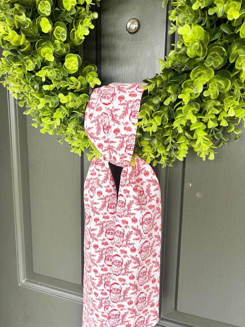 Christmas Wreath Sash | Red Santa Toile Sash | Personalized Christmas ...