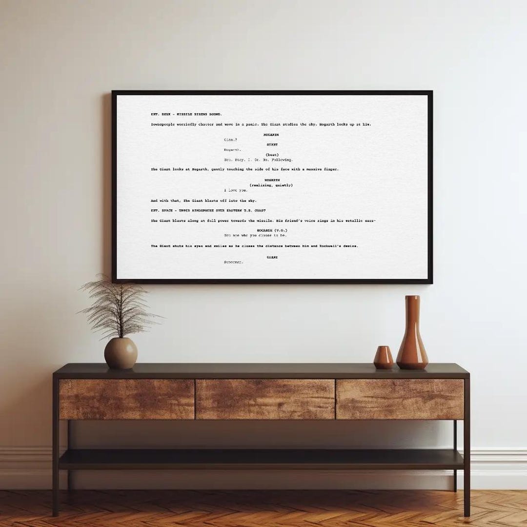 The Iron Giant Film Script Poster | Brad Bird Movie Screenplay Print ...