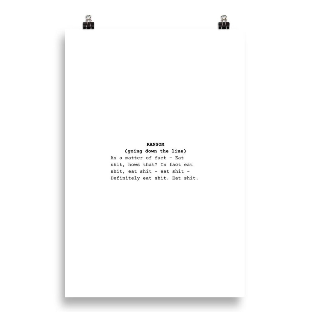 Knives Out 'eat Shit' Scene Script Print: Minimalist Movie Poster ...