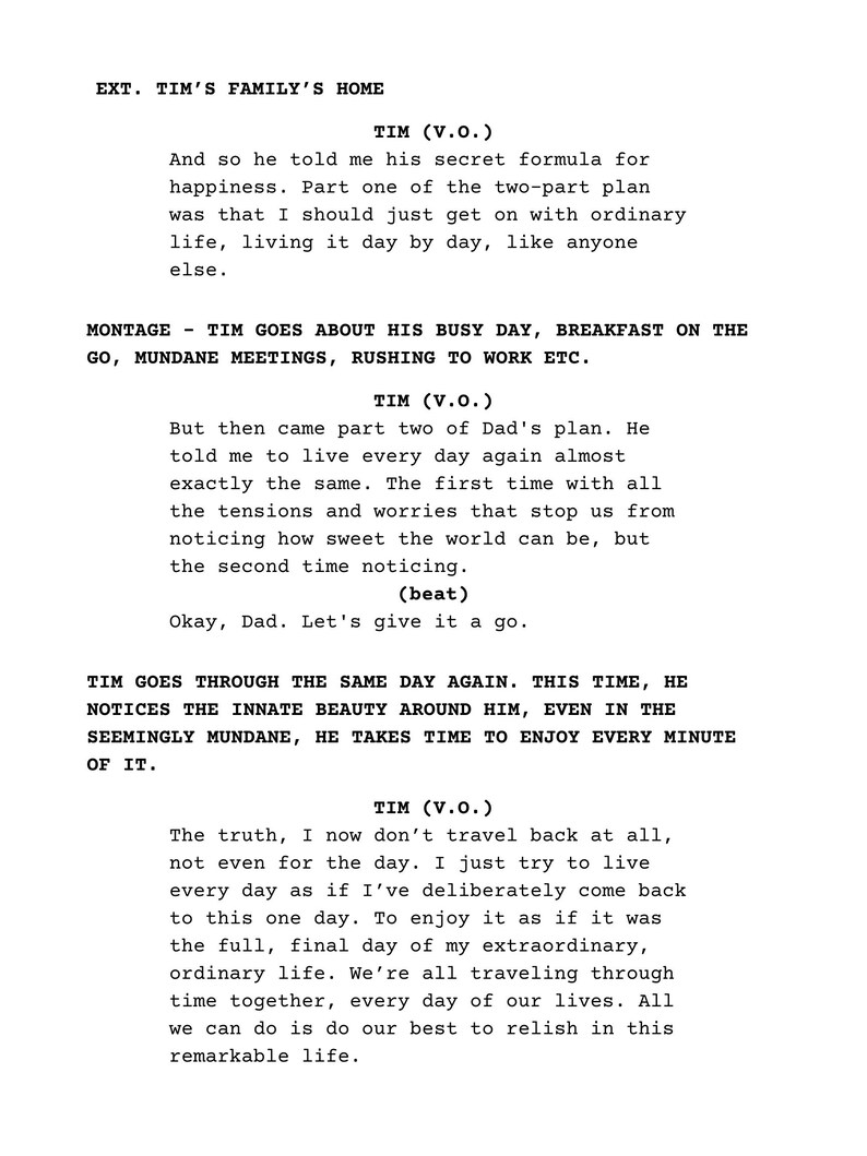 About Time Film Script Print: Secret for Happiness Quote (digital ...