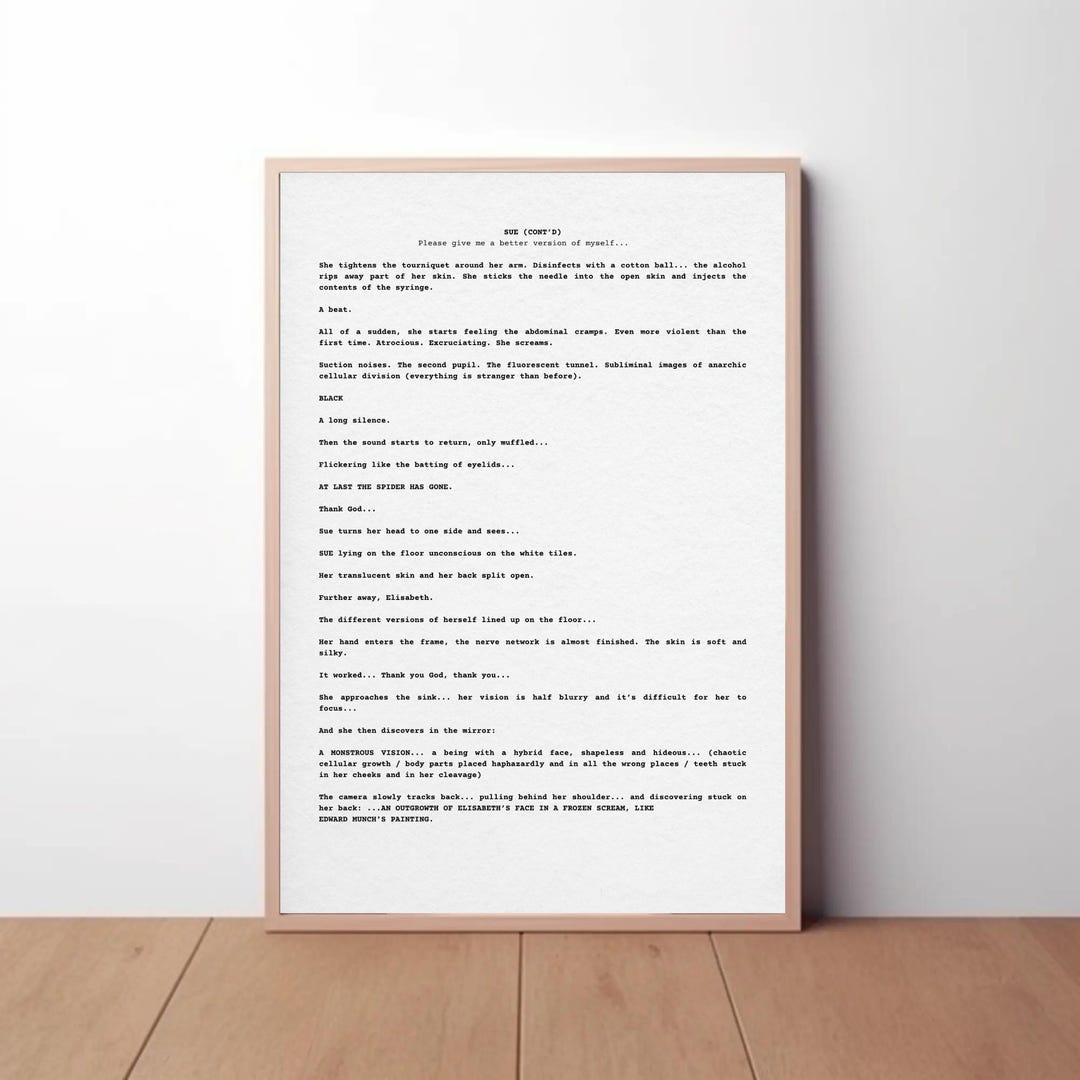 The Substance Film Script Digital Print | Rules Scene Movie Poster ...