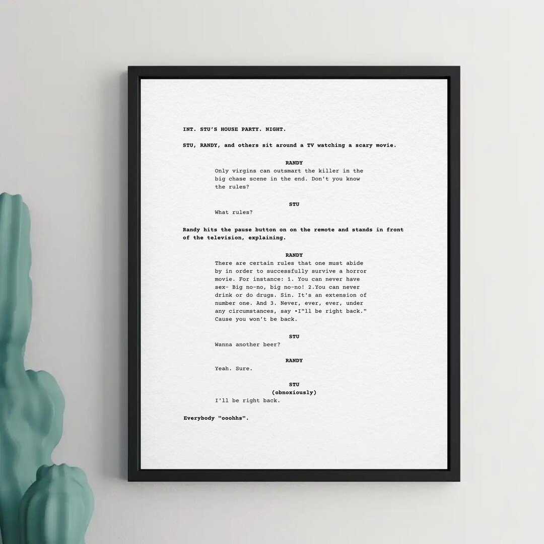Scream Film Script Digital Print | Rules Scene Movie Poster | Wes ...