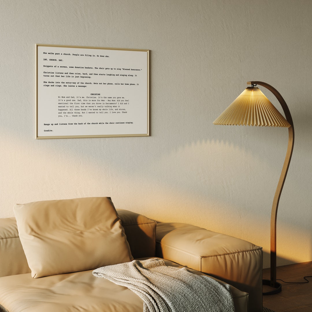 Lady Bird Voicemail Scene Script Digital Print | Greta Gerwig Film ...