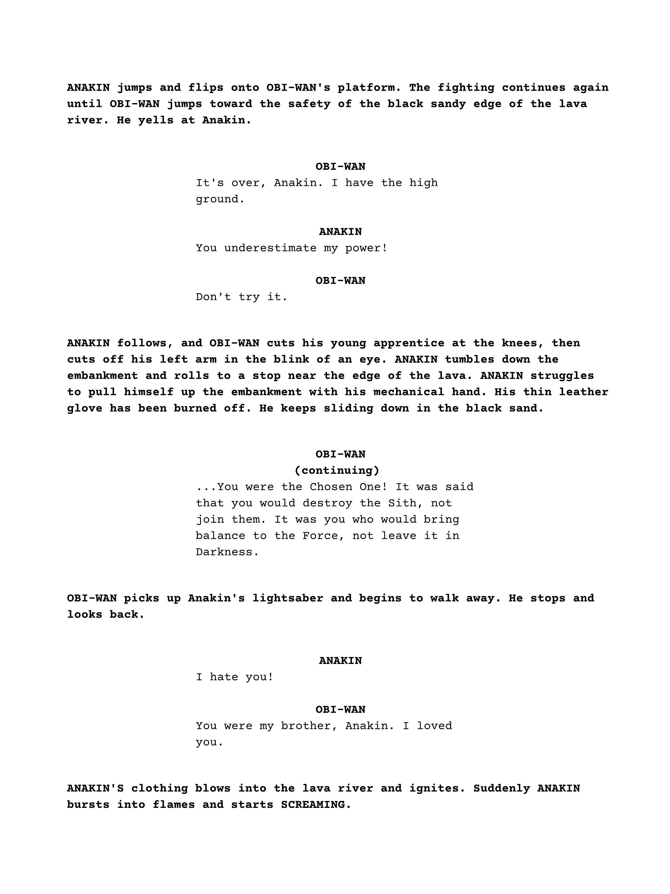 Revenge of the Sith Script Digital Print | Star Wars Scene Movie Poster ...