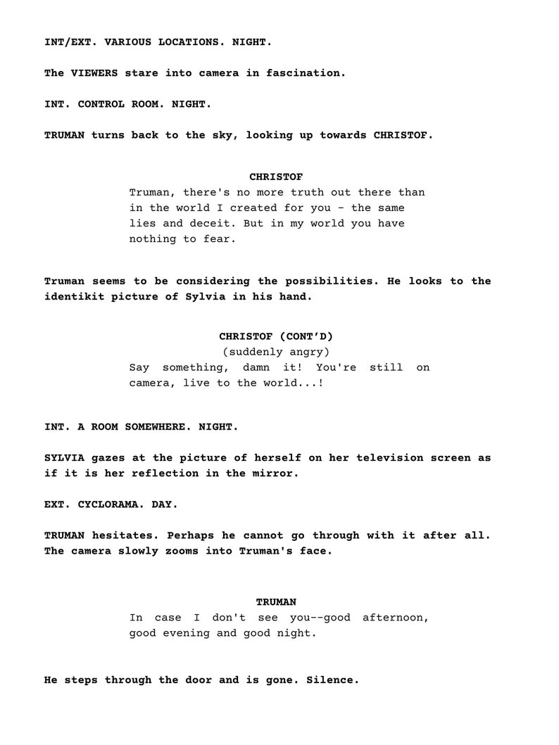 Truman Show Script Print: Jim Carrey Movie Quote (digital Download) - Etsy