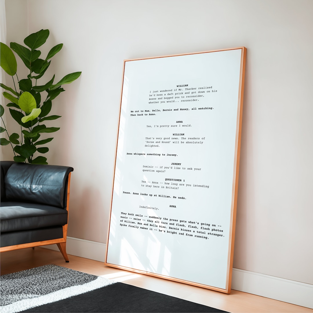 Notting Hill Film Script Digital Print | Julia Roberts Scene Movie Poster | Hugh Grant ...