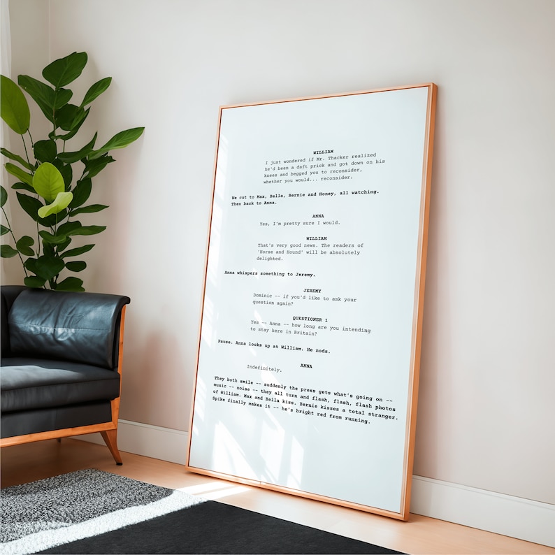 Notting Hill Film Script Digital Print | Julia Roberts Scene Movie ...