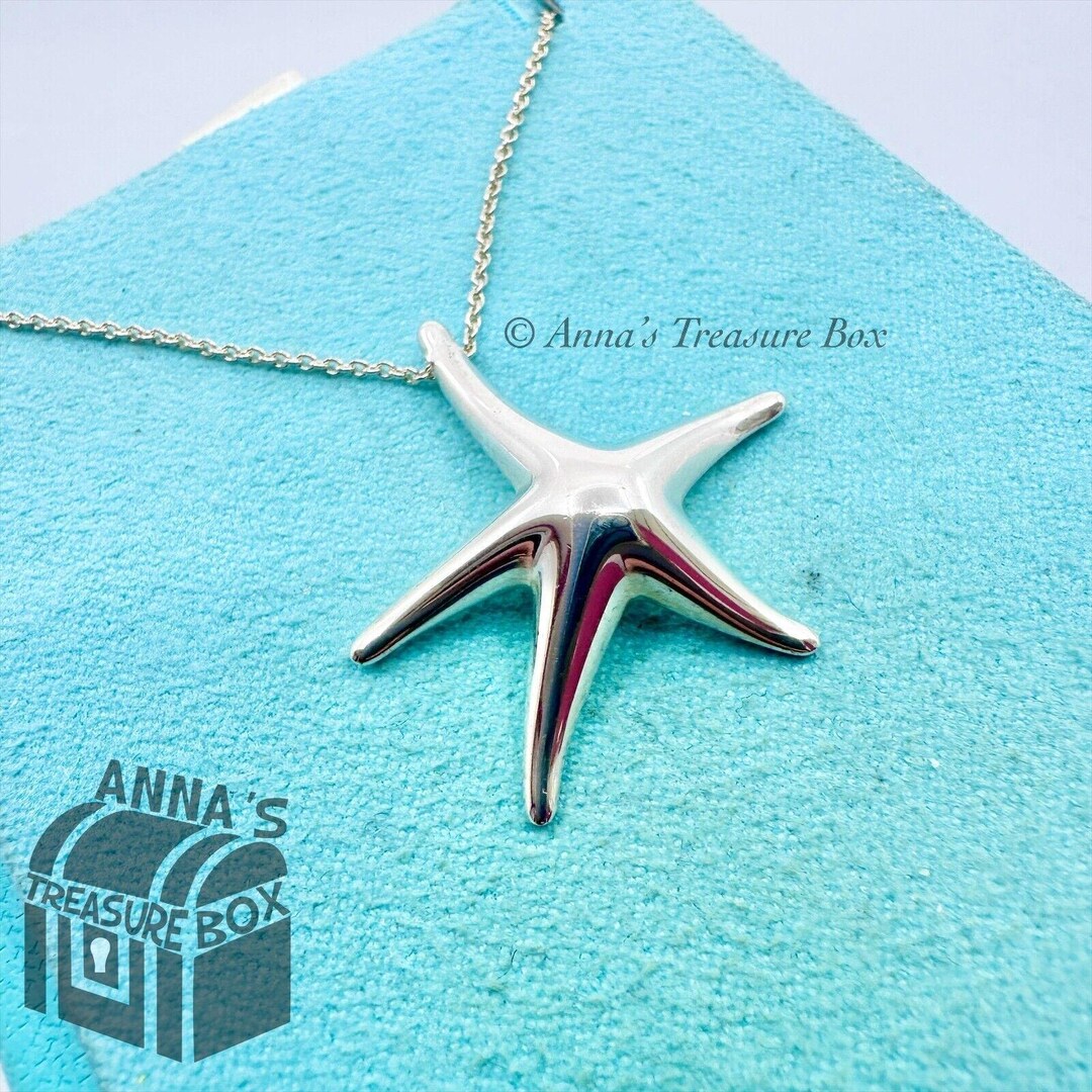 Tiffany & Co. 925 Silver Elsa Peretti Large 28mm Starfish Pendant 18 ...