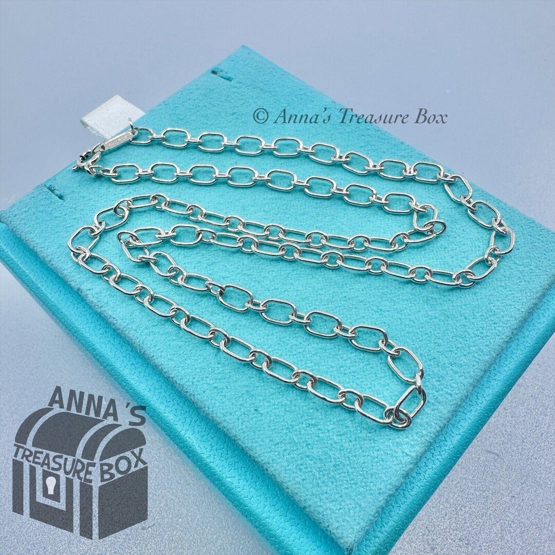 Tiffany & Co. 925 Silver Rectangle Link Chain 18" Necklace (pouch) - Etsy