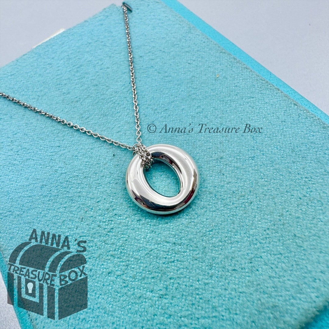 Tiffany & Co. 925 Silver Elsa Peretti Sevillana 16 Necklace box, Pouch ...