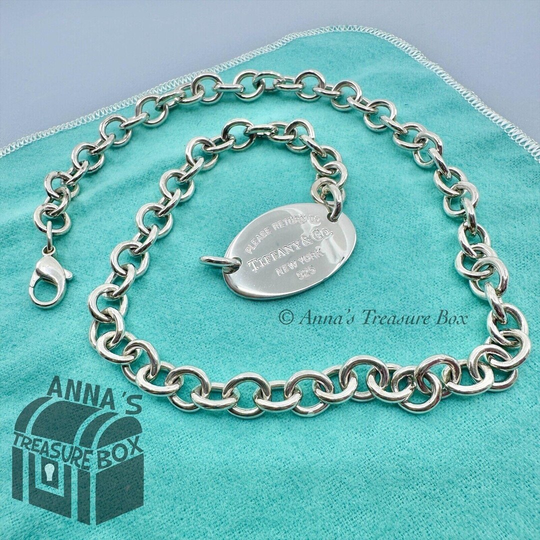 Return to Tiffany & Co. 925 Silver RTT Oval Tag 20" Necklace NEW ...