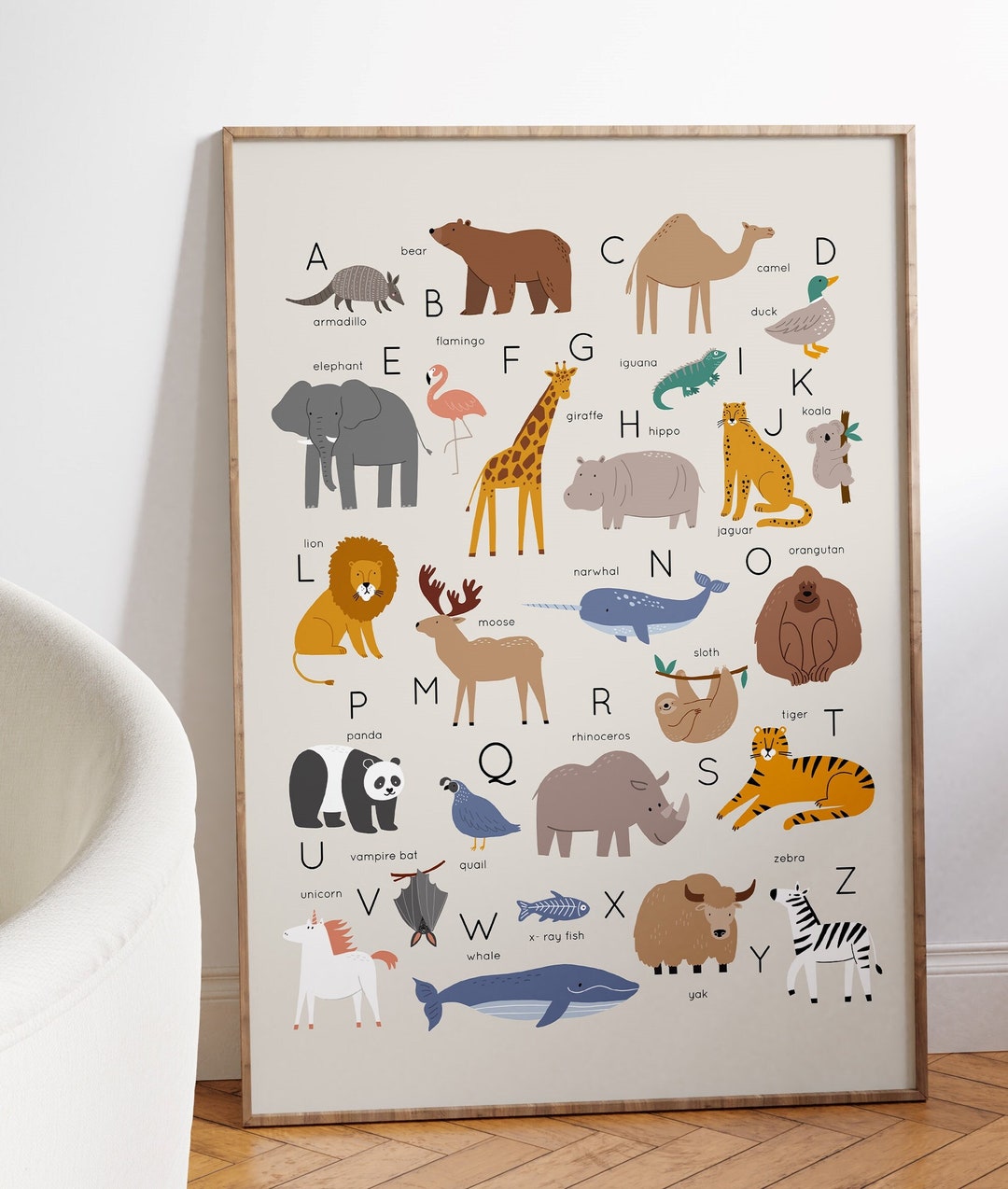 Printable Safari Nursery Alphabet Wall Art Instant Download for Baby or ...