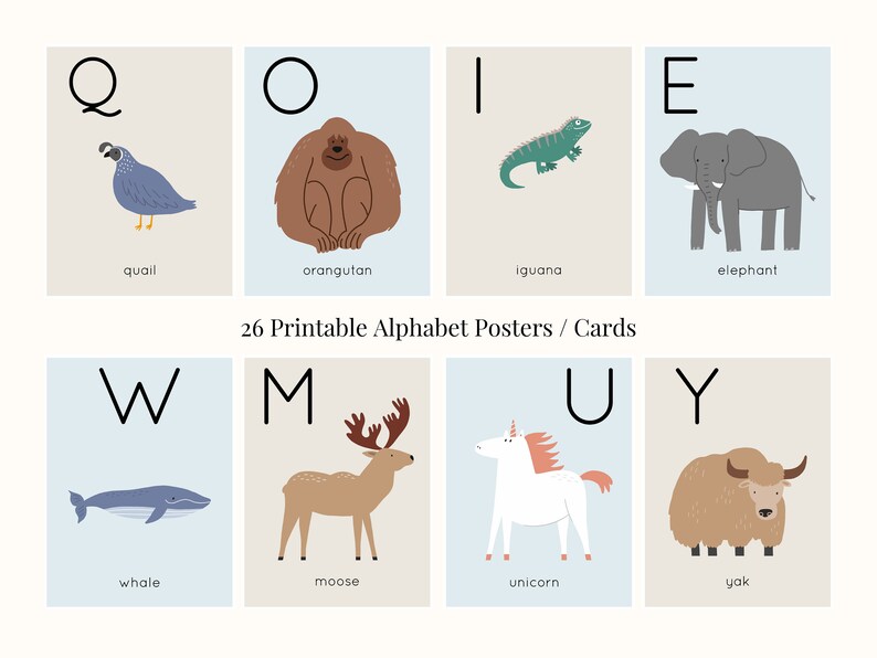 26 X Printable Animal ABC Cards or Print as Posters for Safari Jungle ...