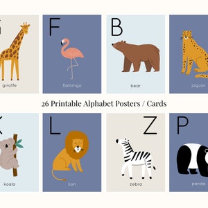 26 X Printable Animal ABC Cards or Print as Posters for Safari Jungle ...