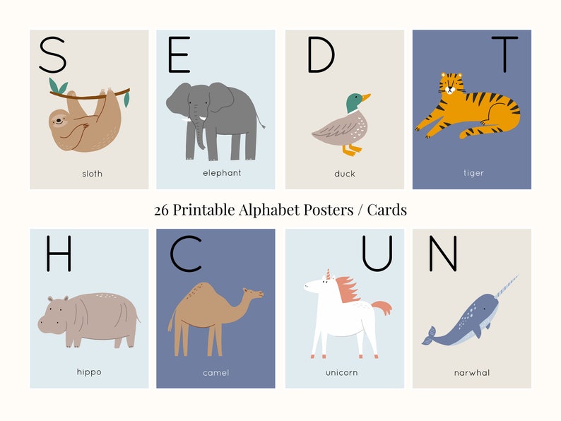 26 X Printable Animal ABC Cards or Print as Posters for Safari Jungle ...
