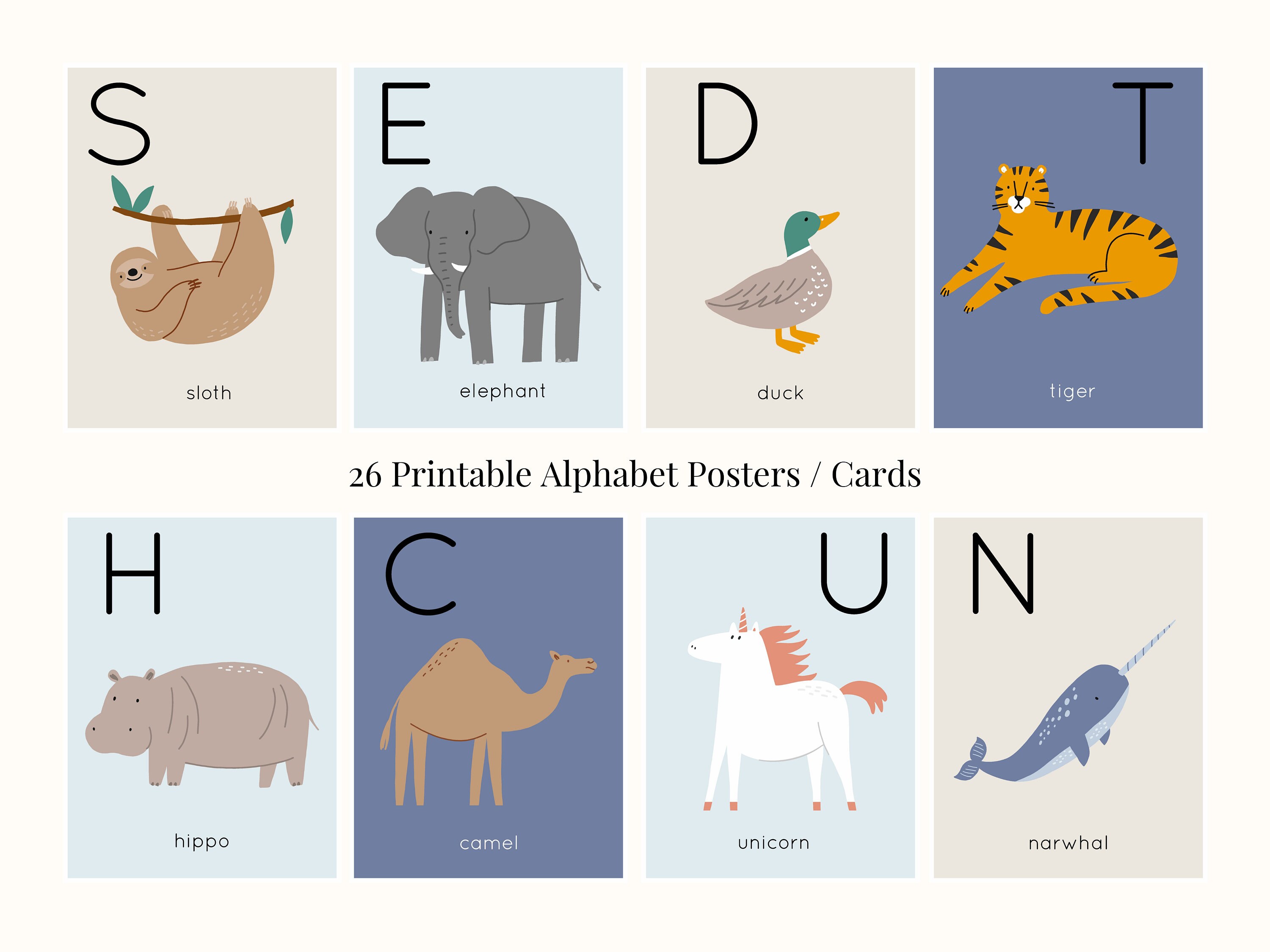 26 X Printable Animal ABC Cards or Print as Posters for Safari Jungle ...