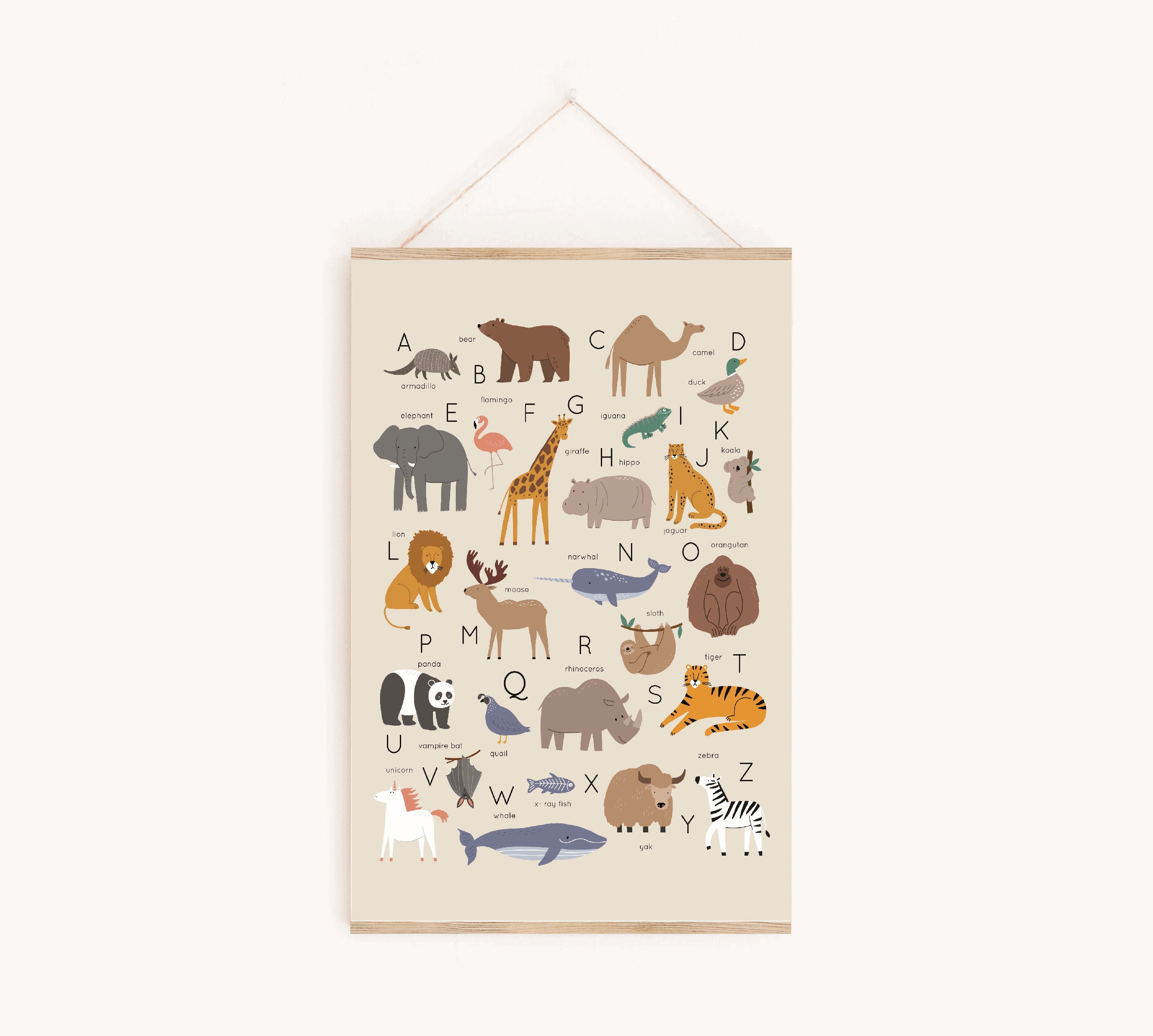 Printable Safari Nursery Alphabet Wall Art Instant Download for Baby or ...