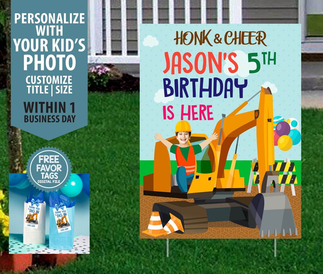 Drive by Birthday Yard Sign, Construction Theme, Drive by Birthday Yard ...