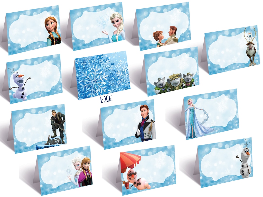 Frozen Party Food Label, Frozen Party Food Tents, Frozen Place Cards ...