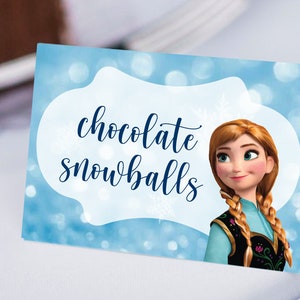 Frozen Party Food Label, Frozen Party Food Tents, Frozen Place Cards ...