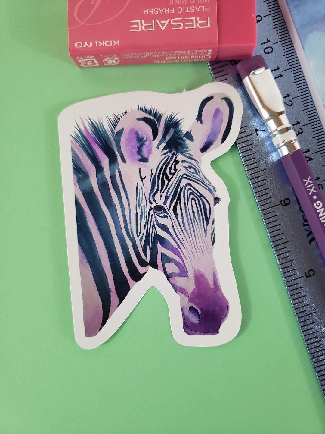 Watercolor Zebra Vinyl Sticker for Animal Lovers | Animal Sticker ...