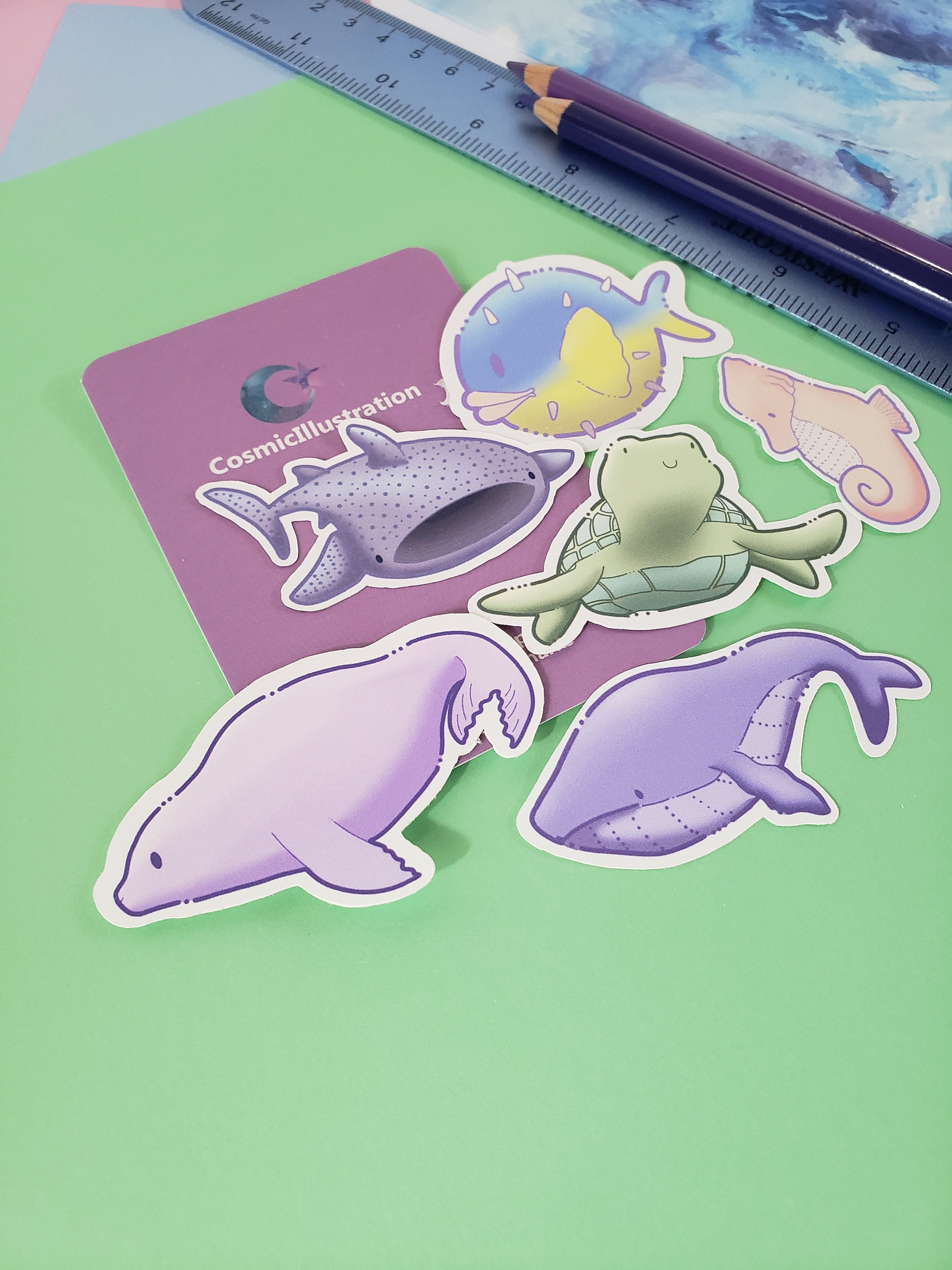 Cute Ocean Animal Sticker Pack Marine Animal Stickers - Etsy