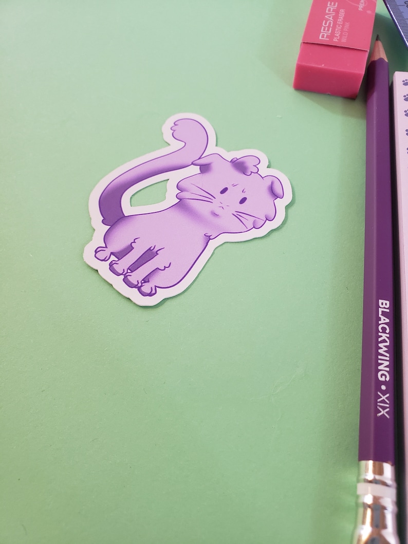 Cute Purple Cat Cartoon Vinyl Sticker | 2.75" Vinyl Sticker - Etsy
