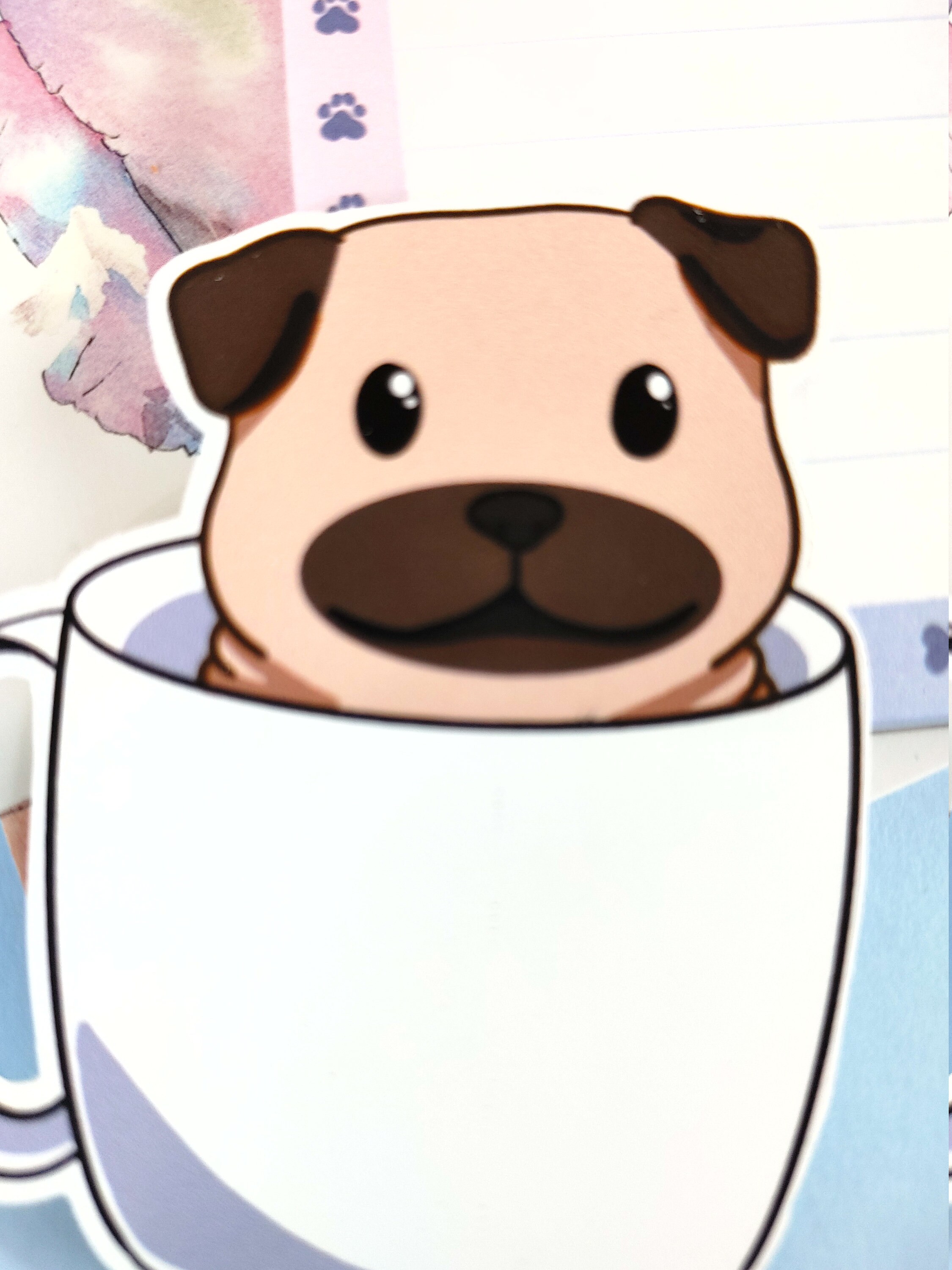 Pug in A Mug Vinyl Sticker for Animal Lovers Terrier Sticker - Etsy ...