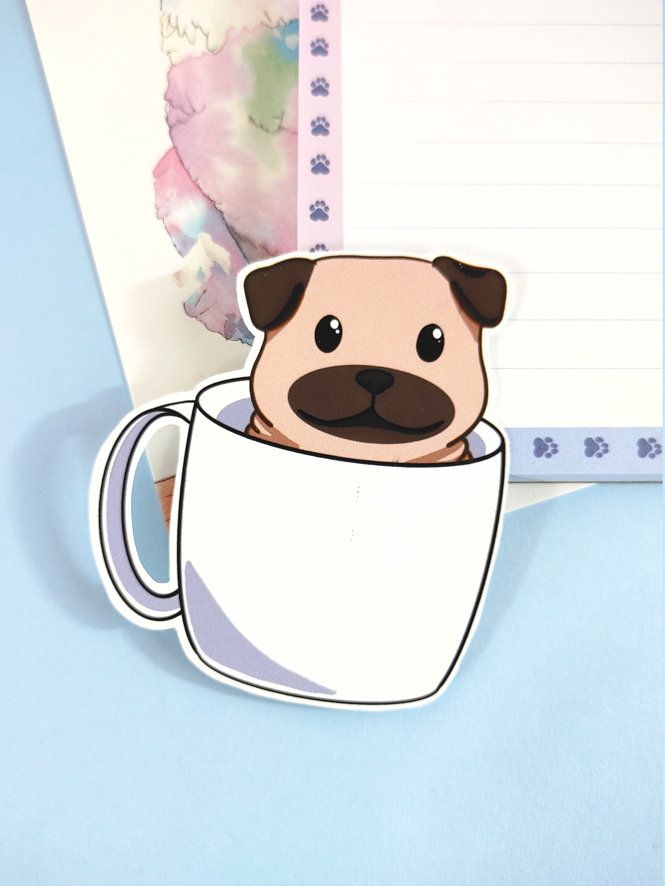 Pug in A Mug Vinyl Sticker for Animal Lovers Terrier Sticker - Etsy ...