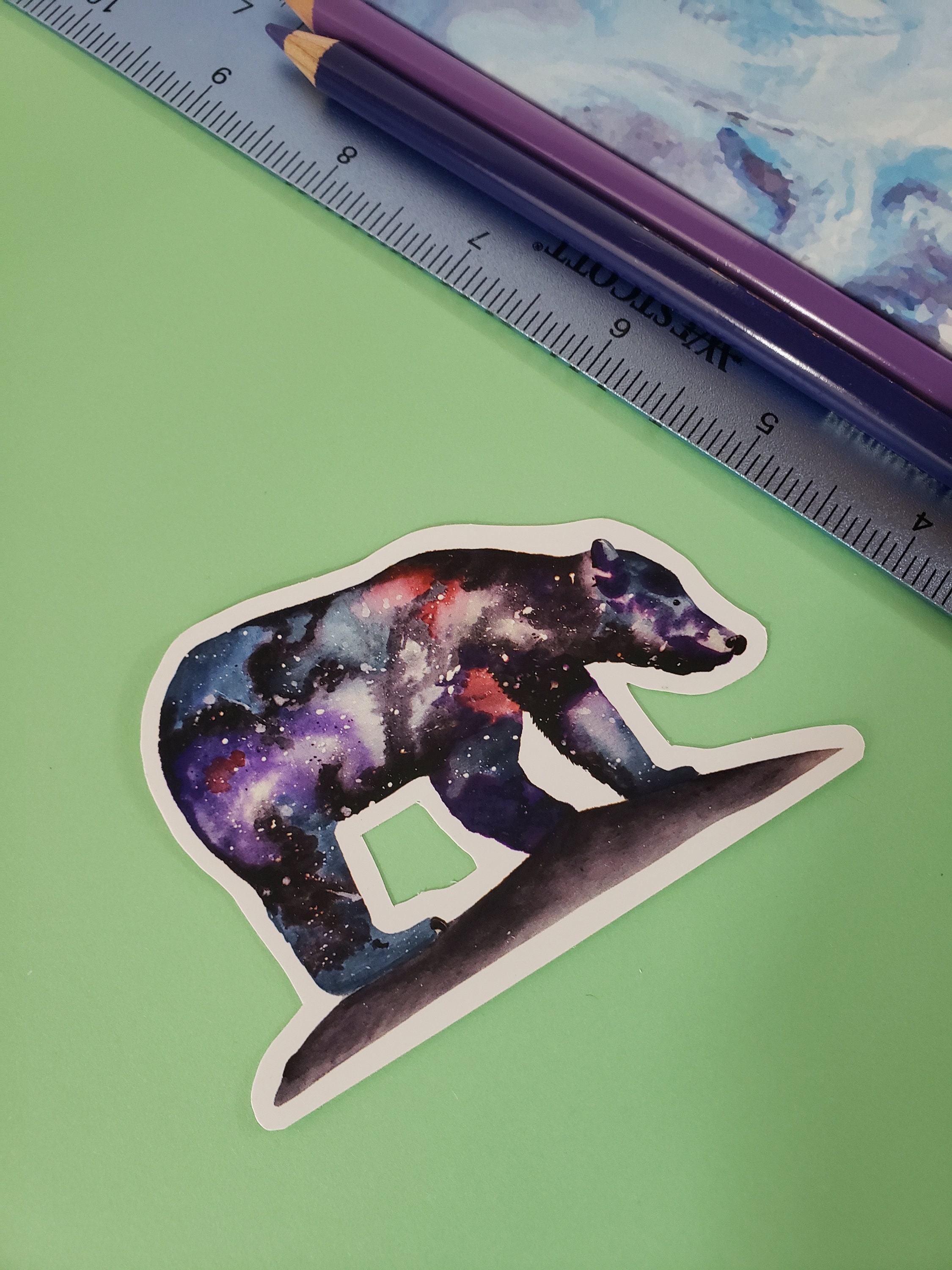 Colorful Bear Galaxy Vinyl Sticker for Animal Lovers| 3" Vinyl Sticker ...