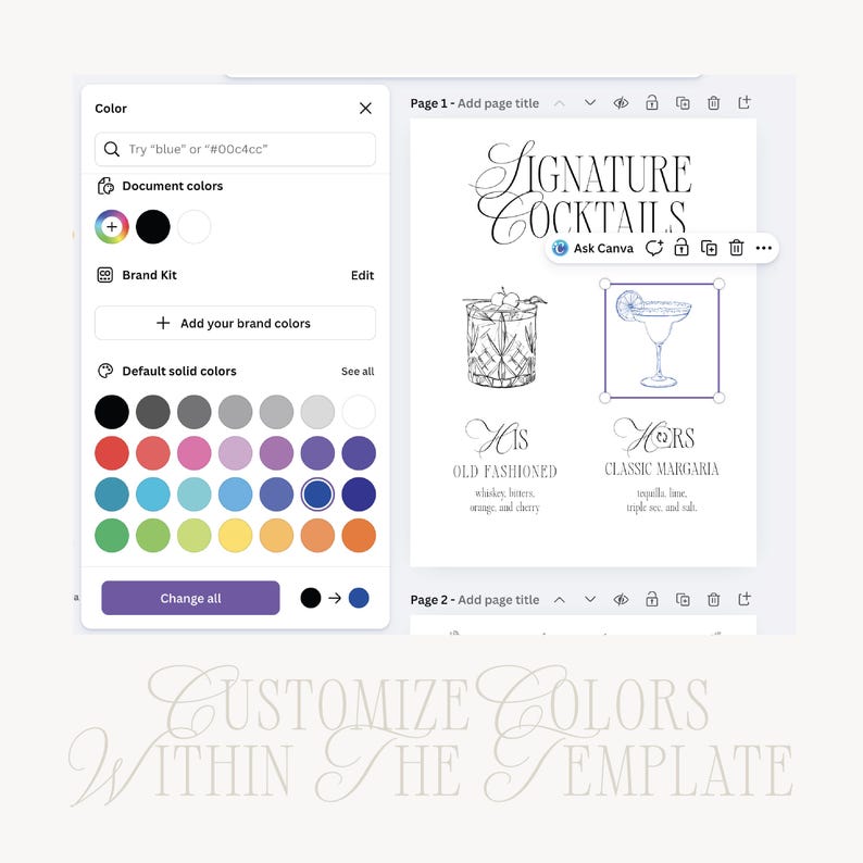 Editable Bar Sign | Elegant Classic Wedding | Digital Download | Black ...