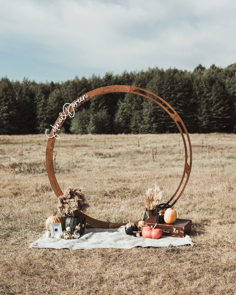 Unique Outdoor Ceremony Arch Wooden Wedding Rustic Circle Arbor Boho ...