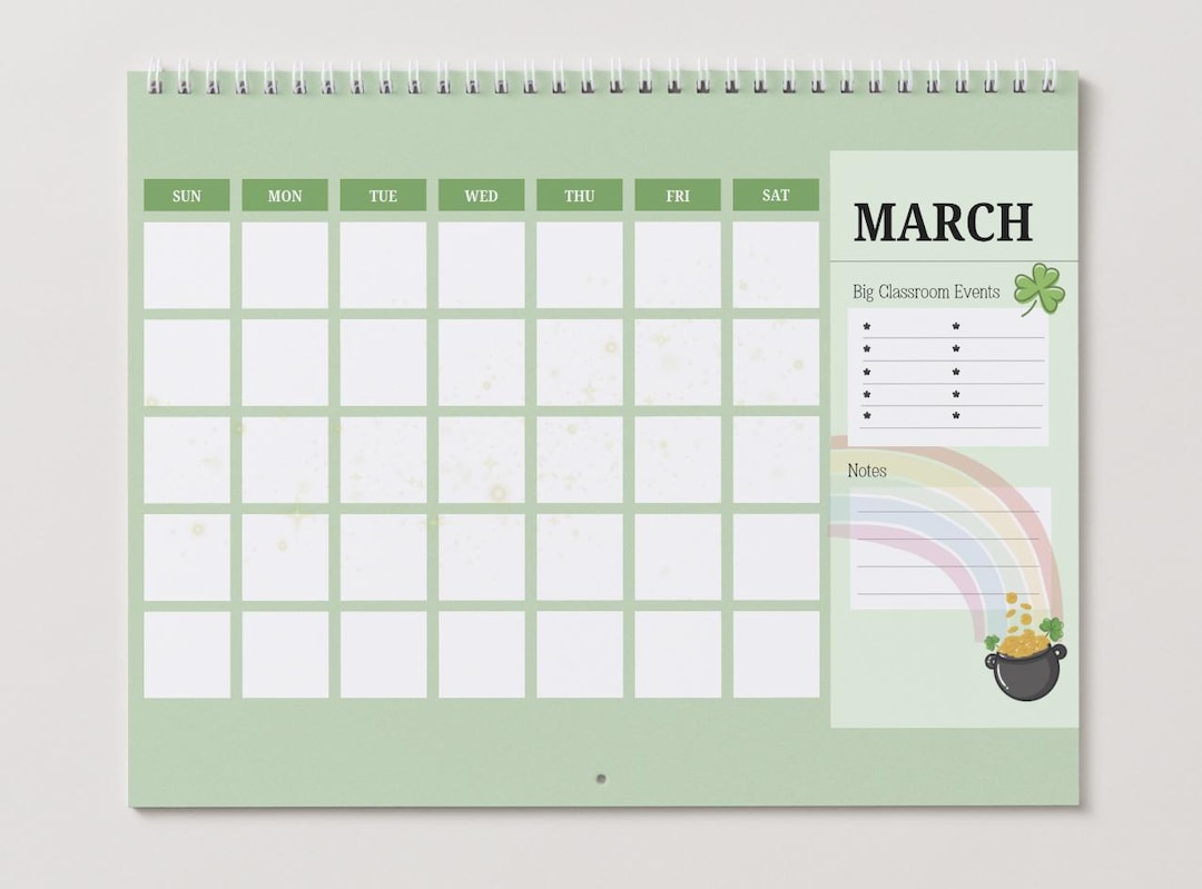 MARCH - Printable Themed Classroom Calendar - Etsy