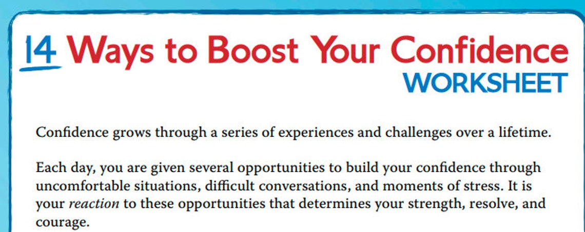 14 Ways to Boost Self Confidence Worksheet - Etsy