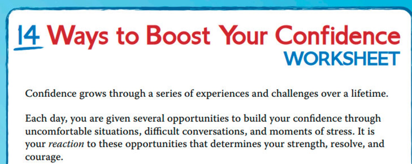 14 Ways to Boost Self Confidence Worksheet - Etsy