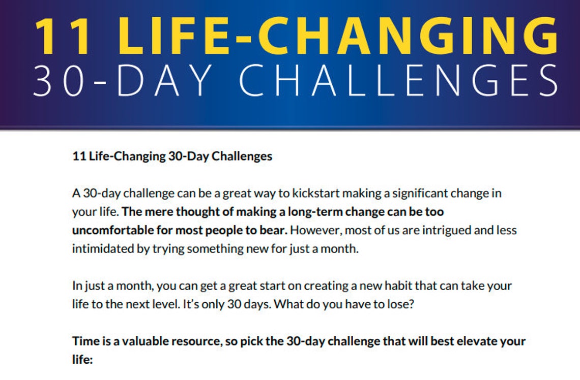 11 Life Changing 30 Day Challenges - Etsy