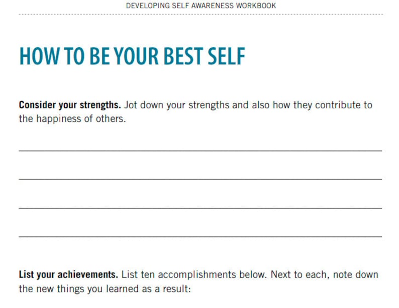 Developing Self Awareness Workbook - Etsy