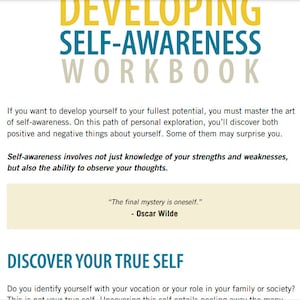 Developing Self Awareness Workbook - Etsy