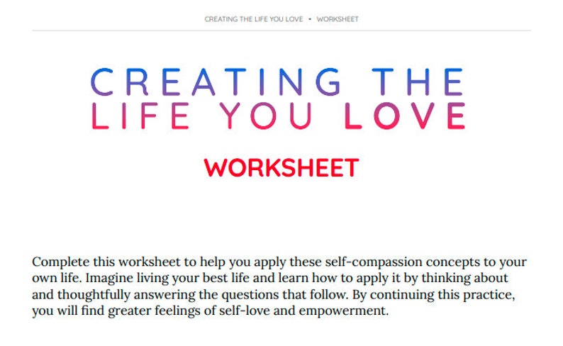 Self Awareness: Creating the Life You Love Workbook - Etsy