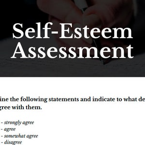 Self Esteem Questionnaire - Etsy