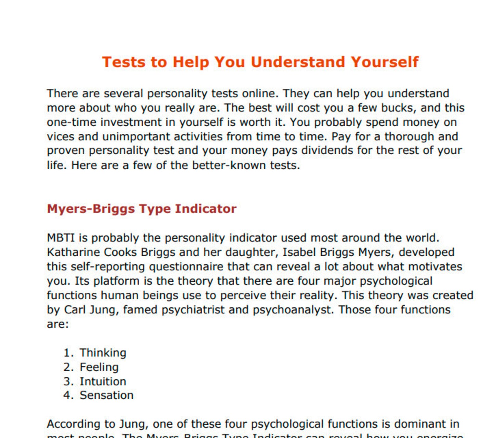Self Awareness E Book (and Bonus Personality Assessment) - Etsy
