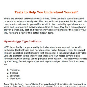 Self Awareness E Book (and Bonus Personality Assessment) - Etsy