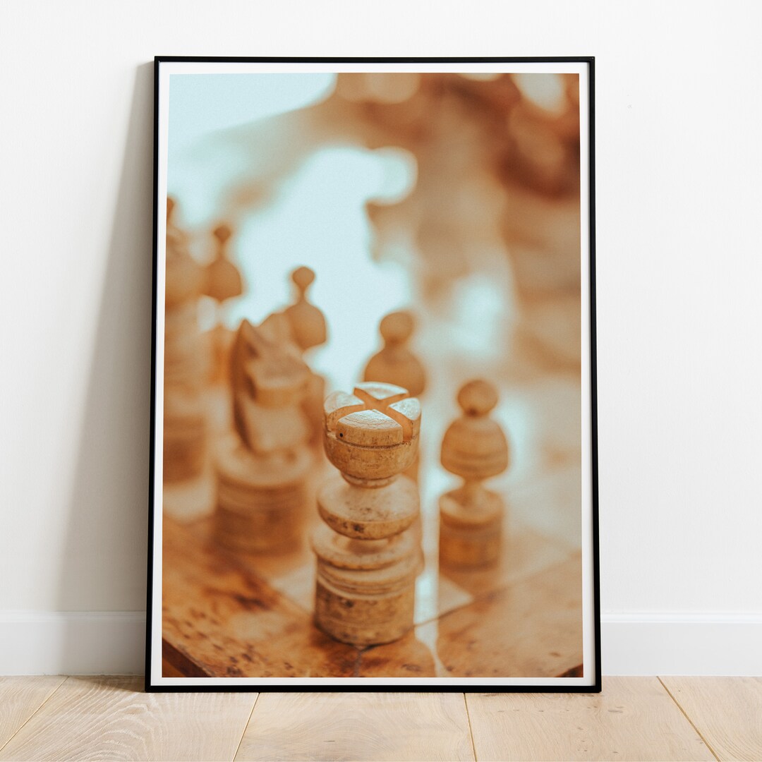 King Queen Chess, Chess Poster, Wood Wall Art, Chess Piece Art, Woman ...