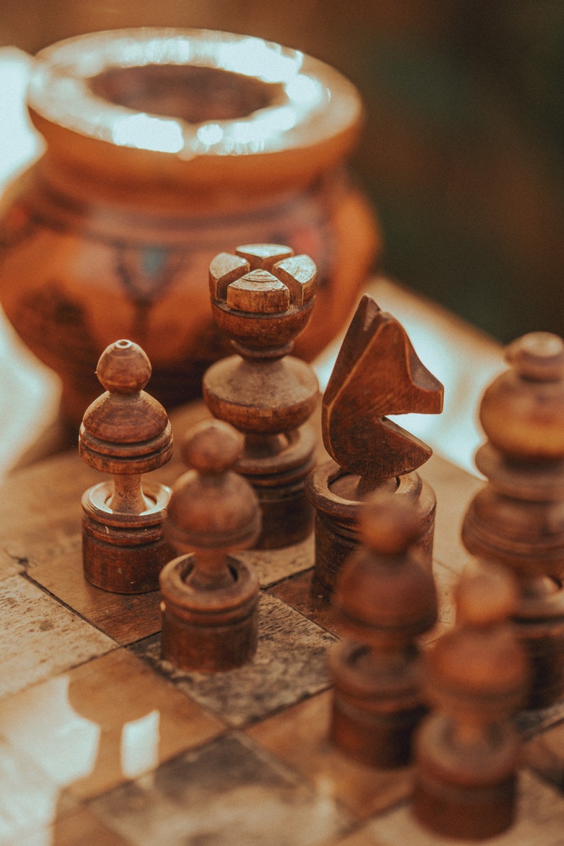 Wood Chess, Wall Art, Chess Piece Art, Printable, Wall Decor Prints Set ...