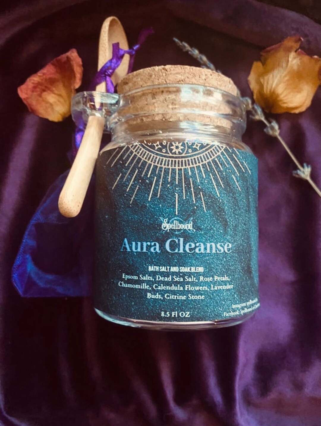 AURA CLEANSE 8.5 or 3 Oz. Ritual Bath Salt Soak. sachet Included. Epsom ...