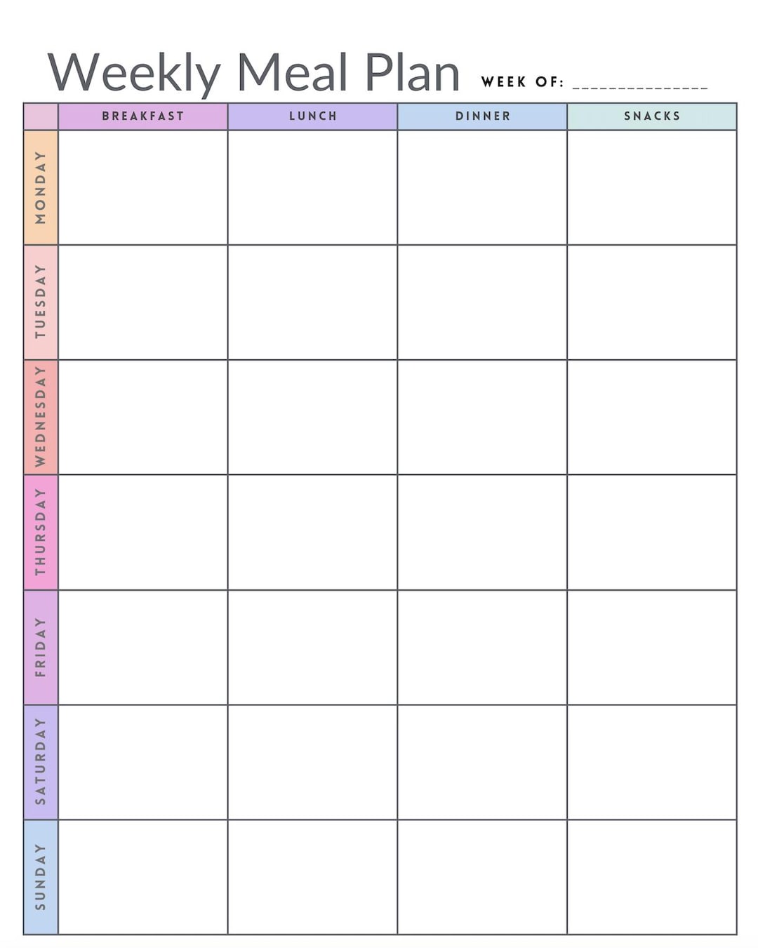 Weekly Budget Grocery List & Meal Planner: Digital Download - Etsy
