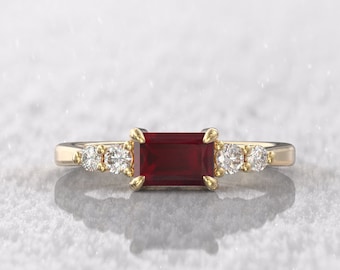 East West Ruby Ring - Etsy